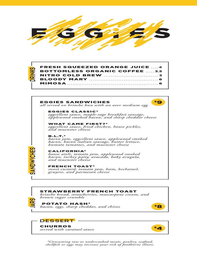 Eggies Menu | PDF | Bacon | Animal Products
