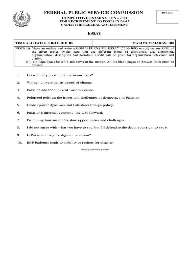 Css Essay 2020 | PDF | Politics | Travel
