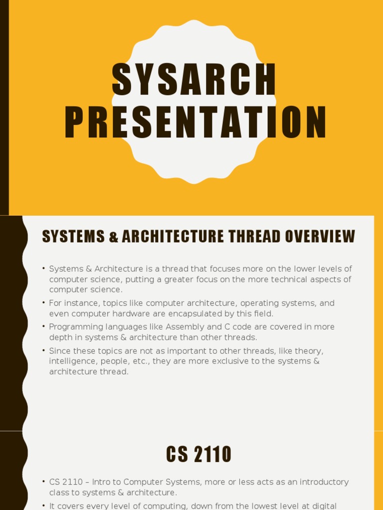 Sysarch Presentation | PDF | Operating System | Parallel Computing