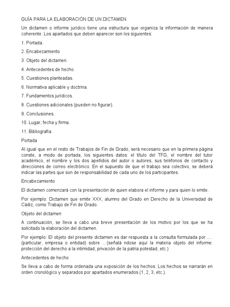 Guía para elaborar un dictamen jurídico | PDF | Caso de ley | Bibliografía
