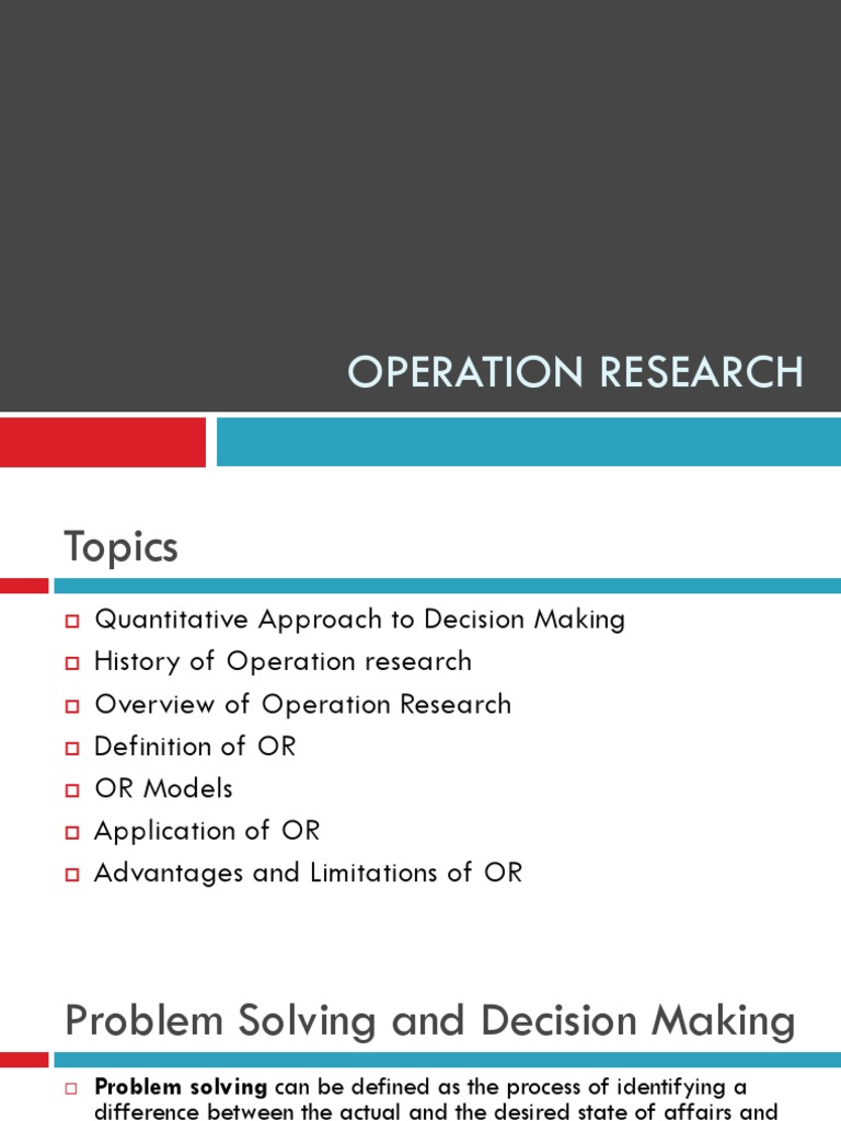 Overview of Operations Research Models | PDF | Linear Programming ...