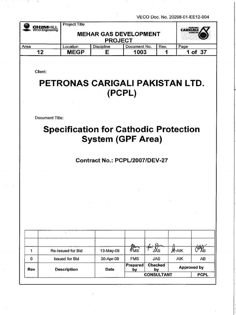 12-MEGP-E-1003-1 (Spec For Cathodic Protection System-GPF Ar | Download Free PDF | Materials ...