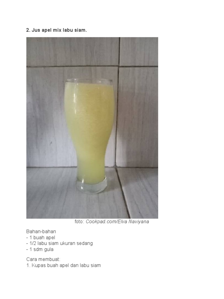 Resep Jus Apel Mix Labu Siam | PDF