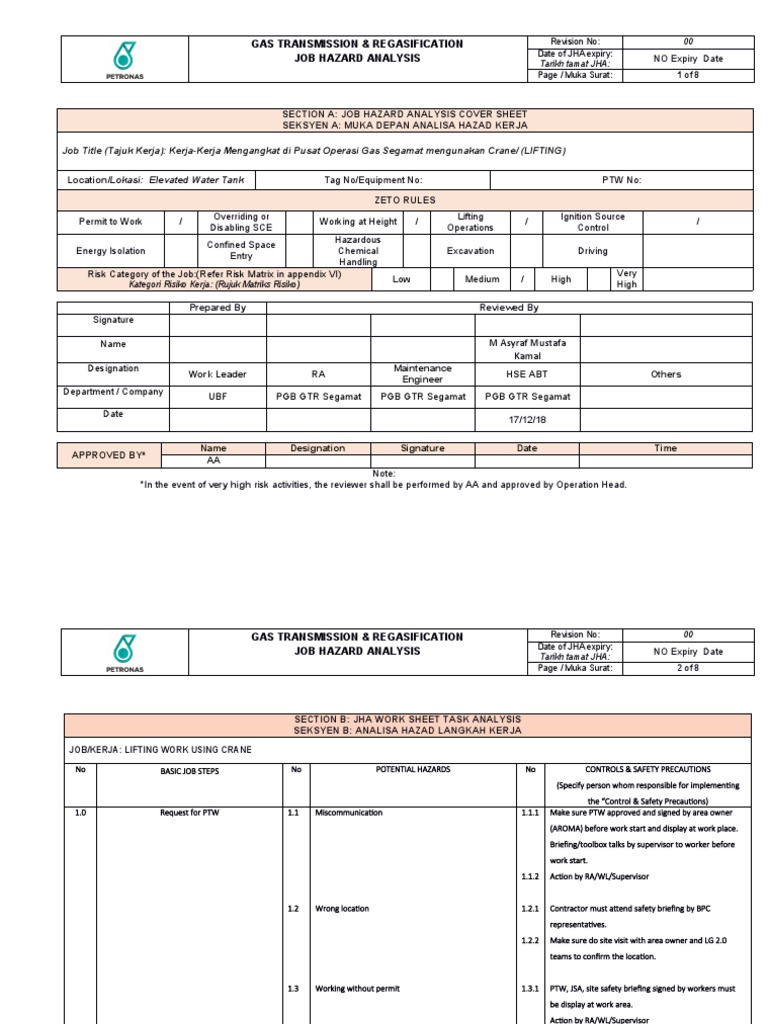Gas Transmission & Regasification Job Hazard Analysis | PDF | Hazards ...