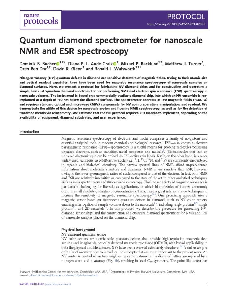 Diamond Quantum Magnetometer For NMR Published Yesterday | PDF ...