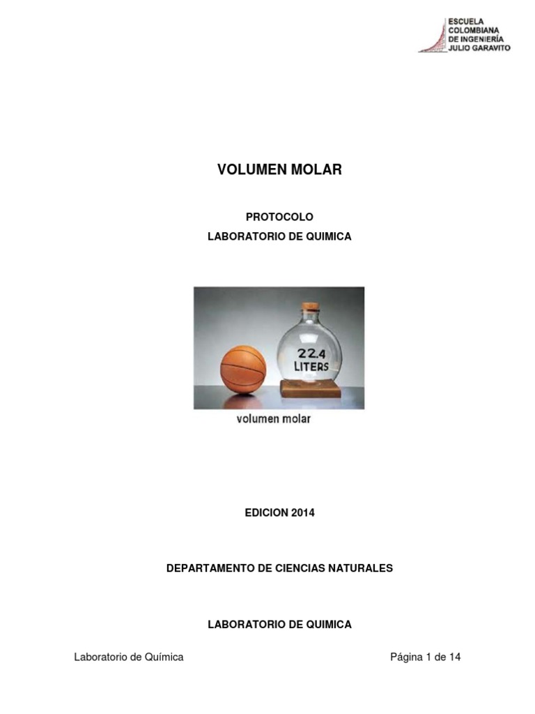 Guia Volumen Molar | PDF | Gases | Mole (Unidad)
