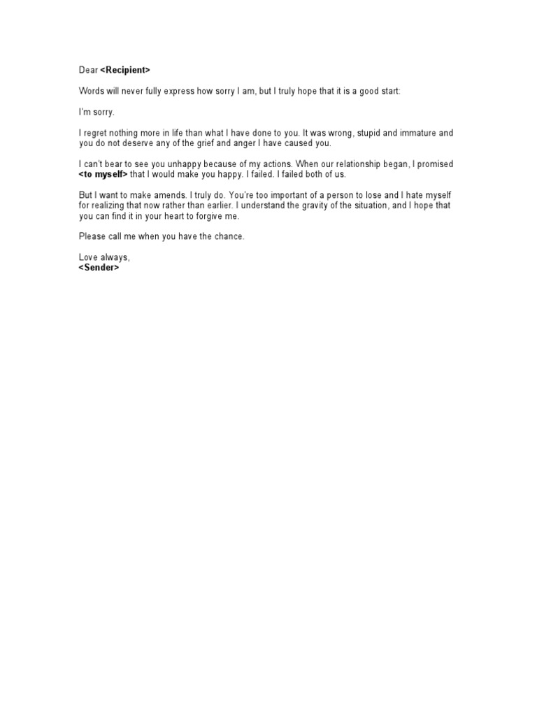 Apology Letter Girlfriend | PDF
