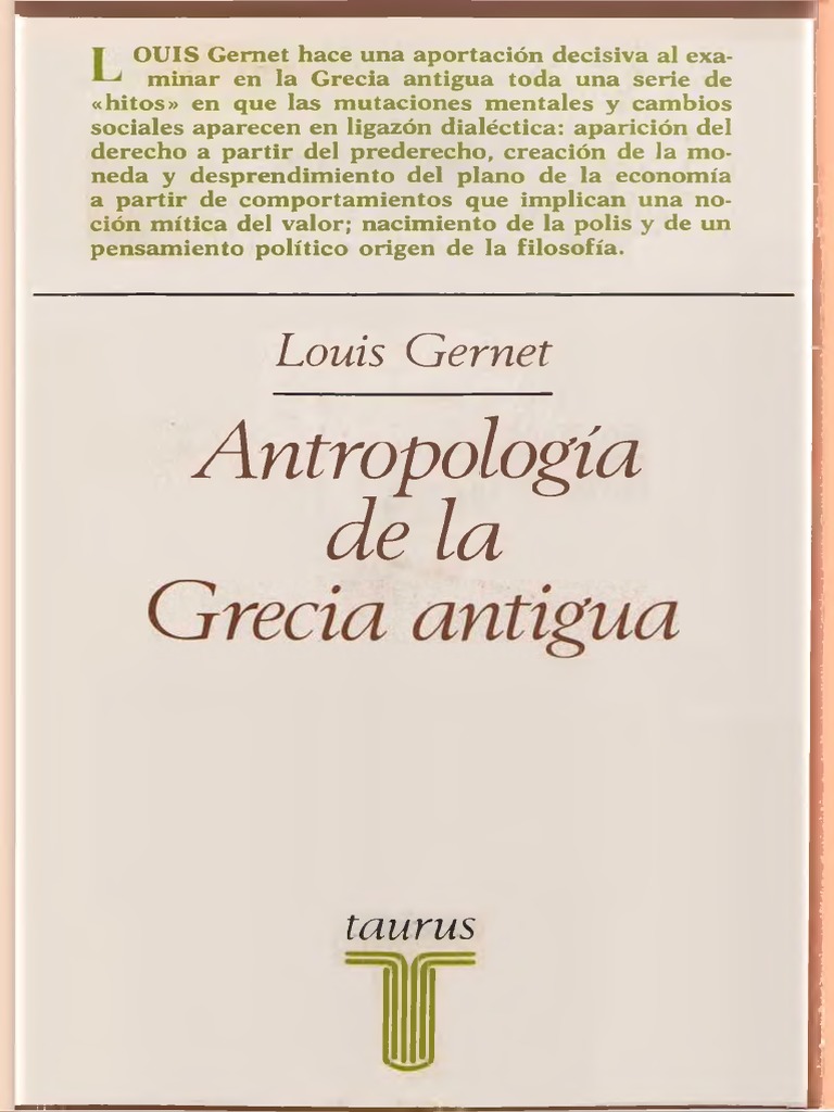 Antropología de La Grecia Antigua. Louis Gernet PDF | PDF | Ciencias ...