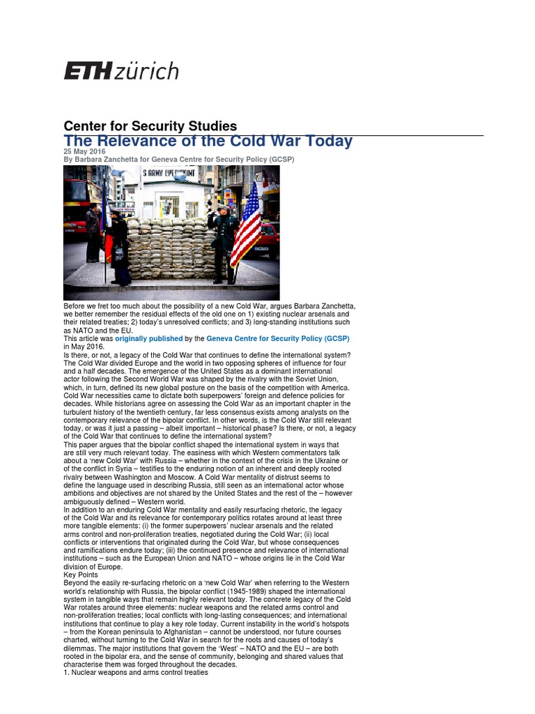 The Relevance of The Cold War Today: Center For Security Studies | PDF ...