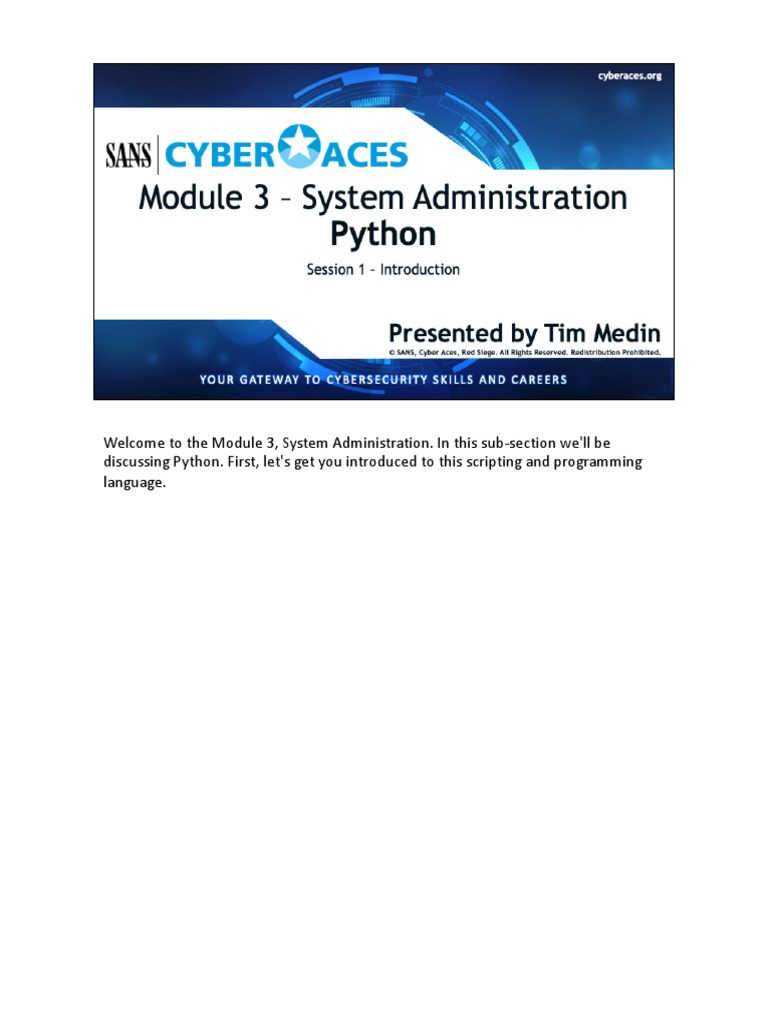 Cyberaces Module3 Python 1 Intro Pdf Data Type Python Programming Language 