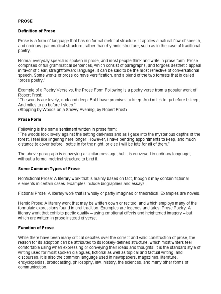 Prose Definition of Prose | PDF | Prose | Poetry