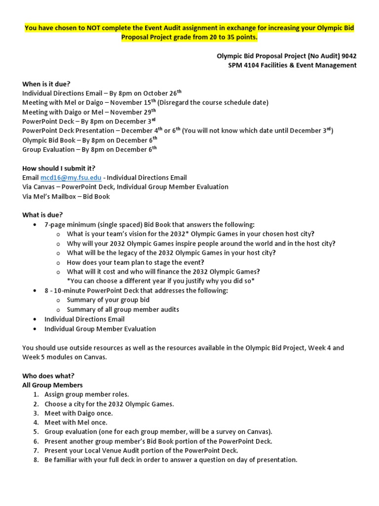 Olympic Bid Proposal Guidelines 2023 | PDF | Apa Style | Prices