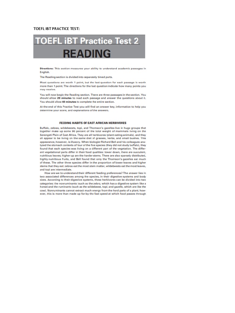 Toefl Ibt Practice Test | PDF