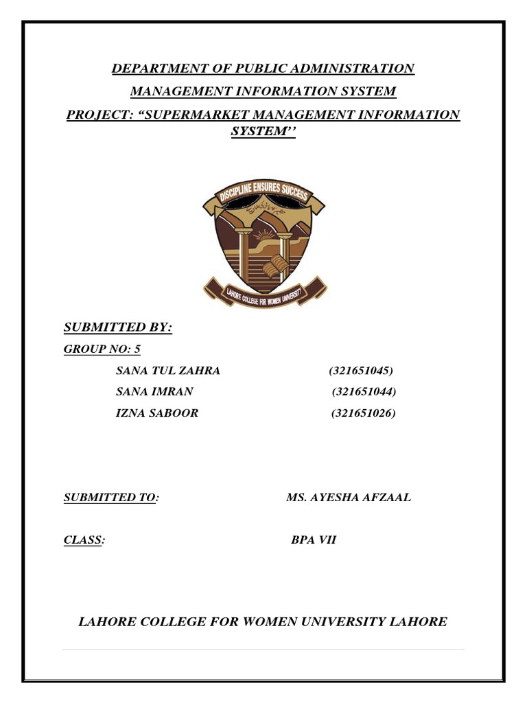 Supermarket Management Information System Iznaaa | PDF | Supermarket ...