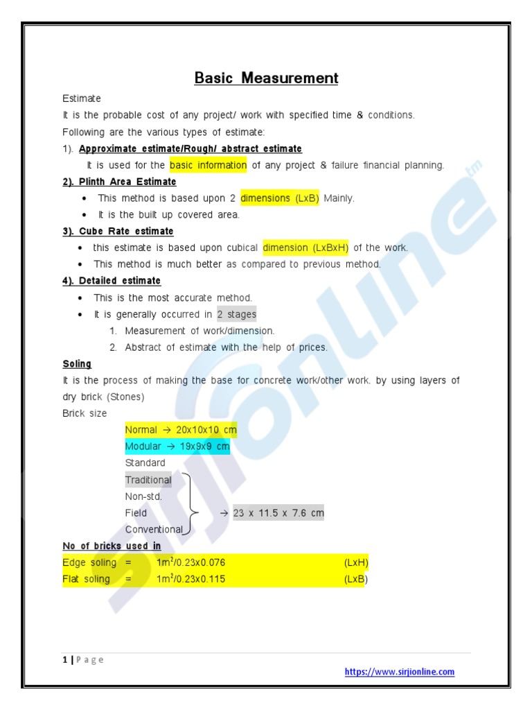 Basic Measurement Estimate Breakdown | PDF | Depreciation | Building ...