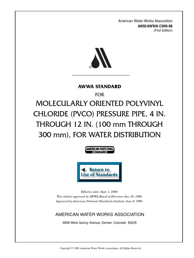 Molecularly Oriented Polyvinyl Chloride (Pvco) Pressure Pipe, 4 In ...