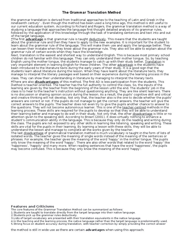 The Grammar Translation Method | PDF | Translations | Second Language