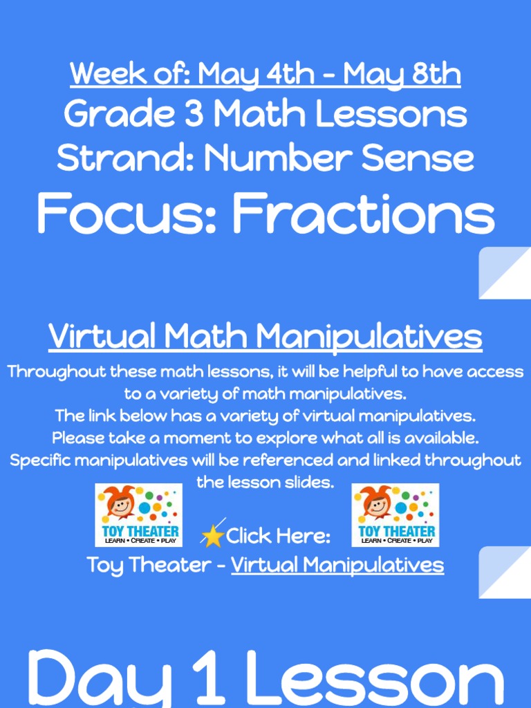 Week Of: May 4th - May 8th: Grade 3 Math Lessons Strand: Number Sense | PDF