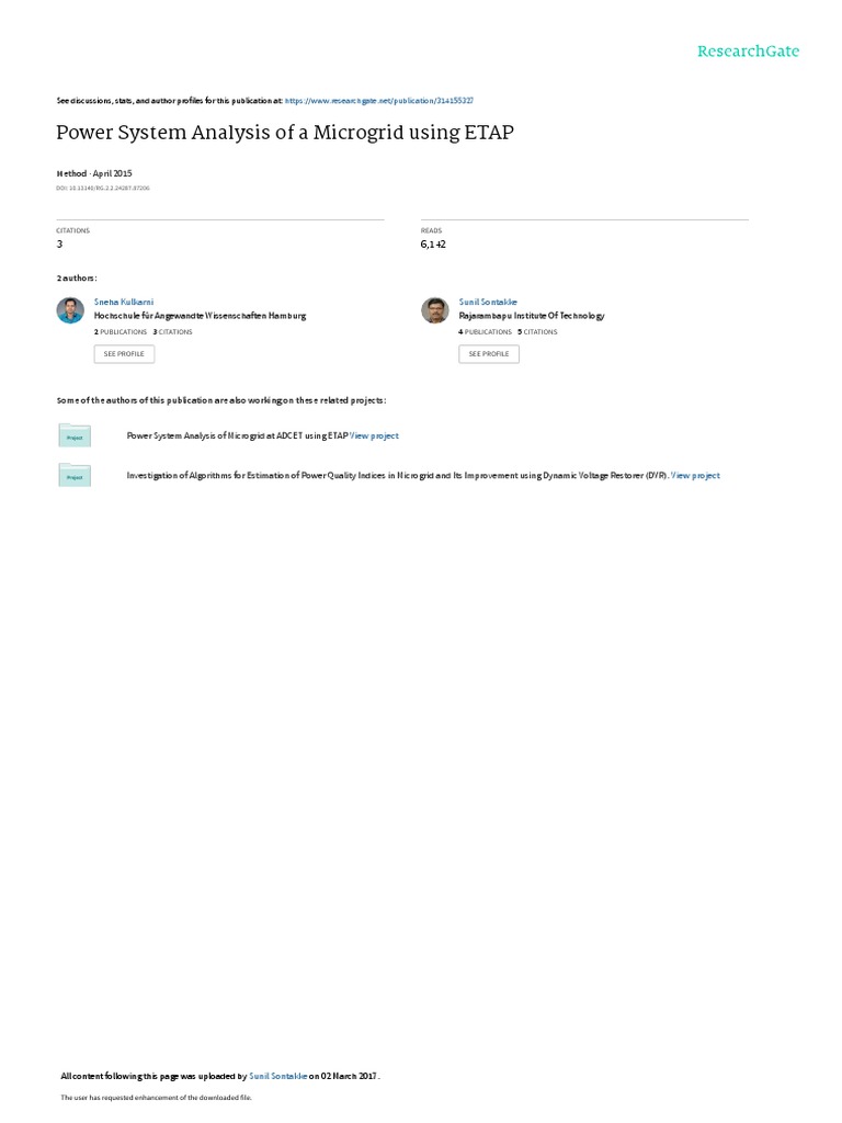 Power System Analysis of A Microgrid Using ETAP: April 2015 | PDF ...