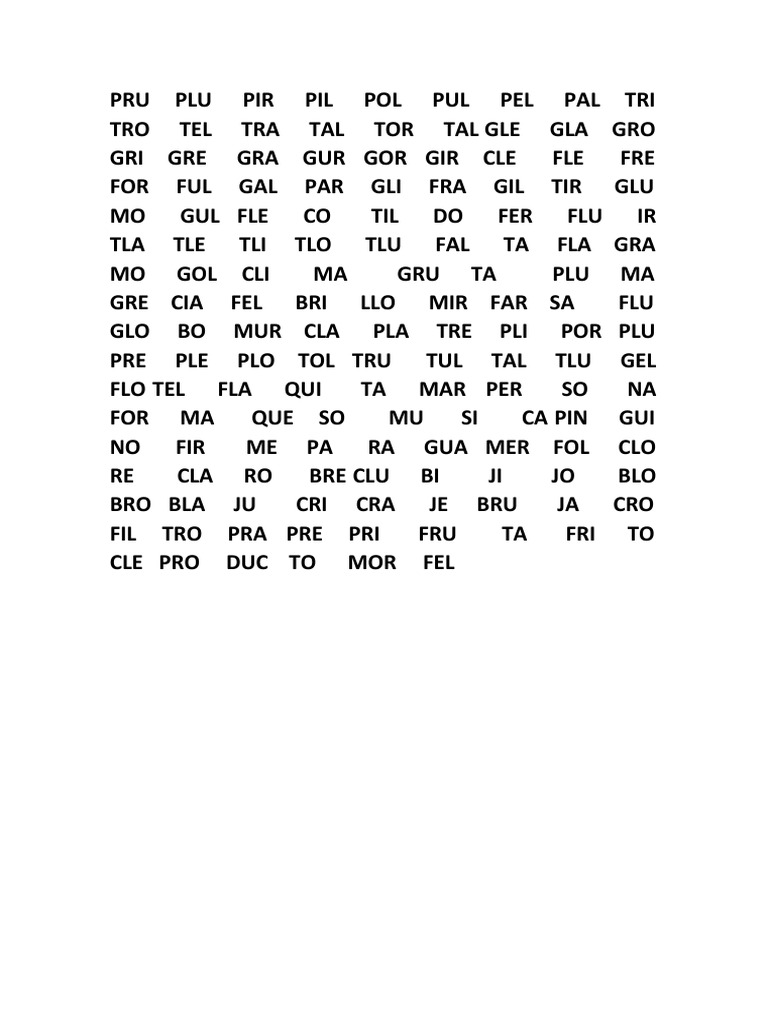 Bingo Silabas Compuestas | PDF