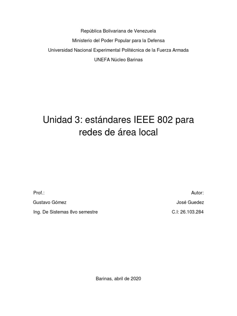 Estándares IEEE 802 para LAN | PDF | Ethernet | Protocolos de ...