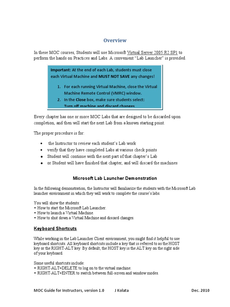 MOC Guide For Instructors | PDF | Active Directory | Computer File