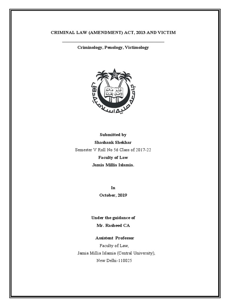 Criminology Project | PDF | Victimology | Crime & Violence
