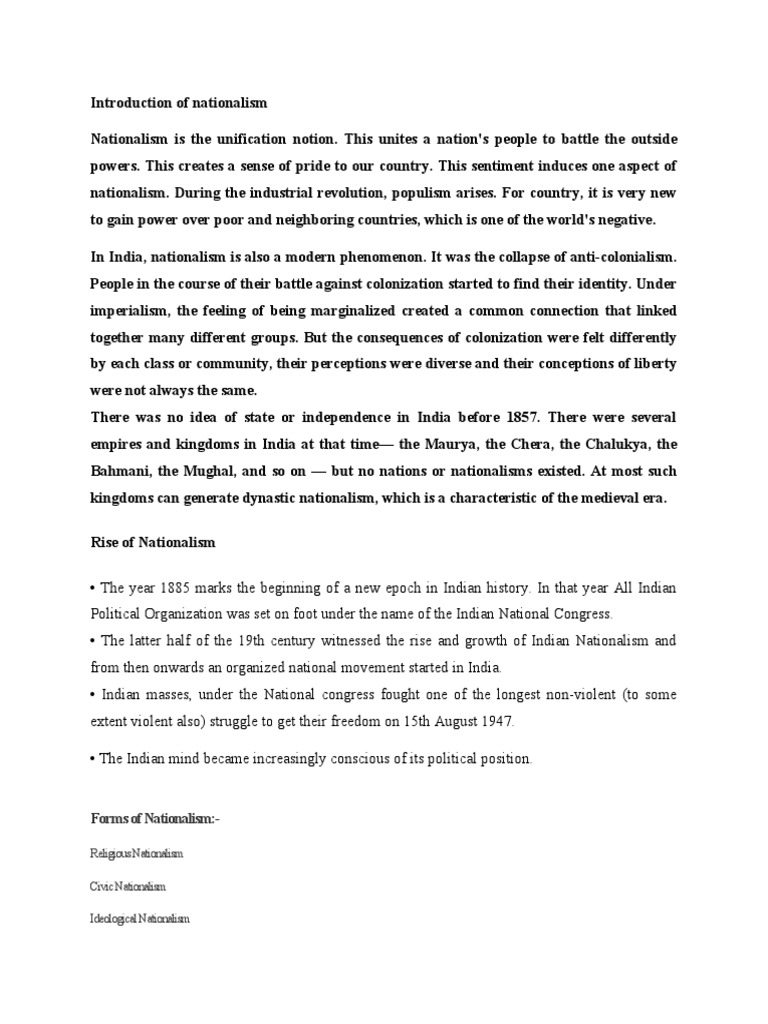 Introduction of Nationalism | PDF | Nationalism | Populism