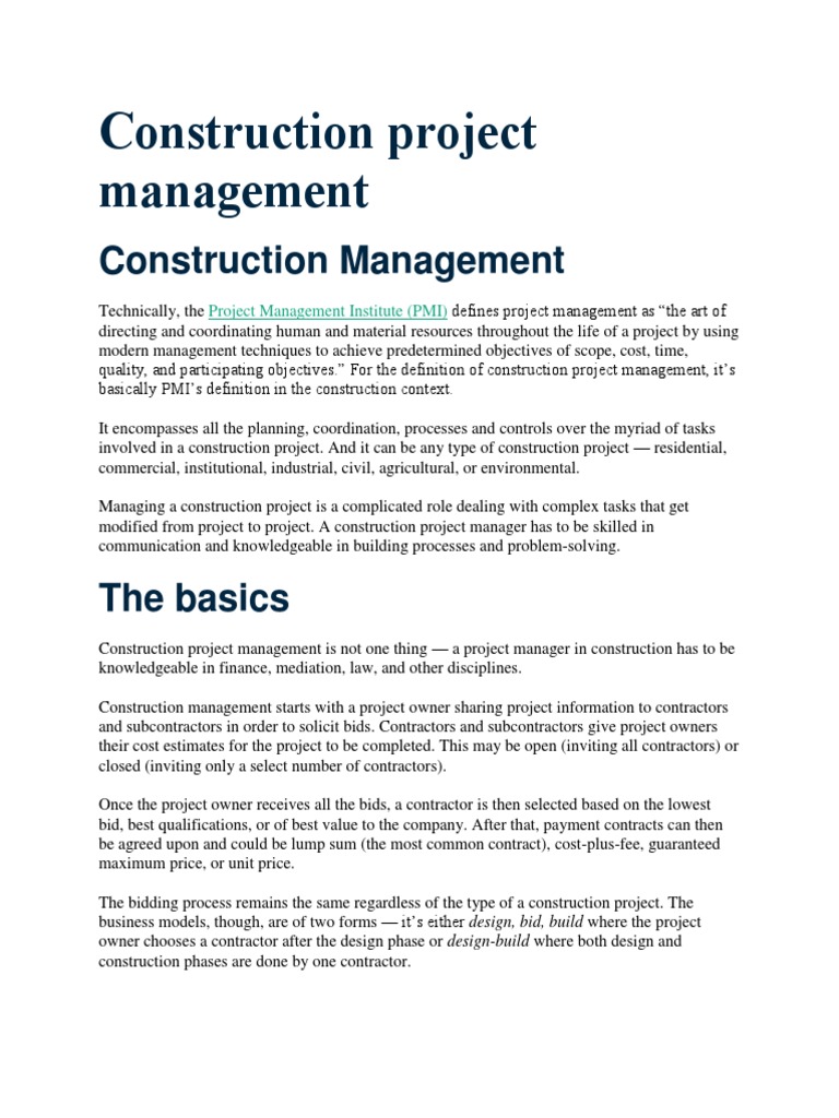 Construction Project Management G | PDF | Construction Management ...