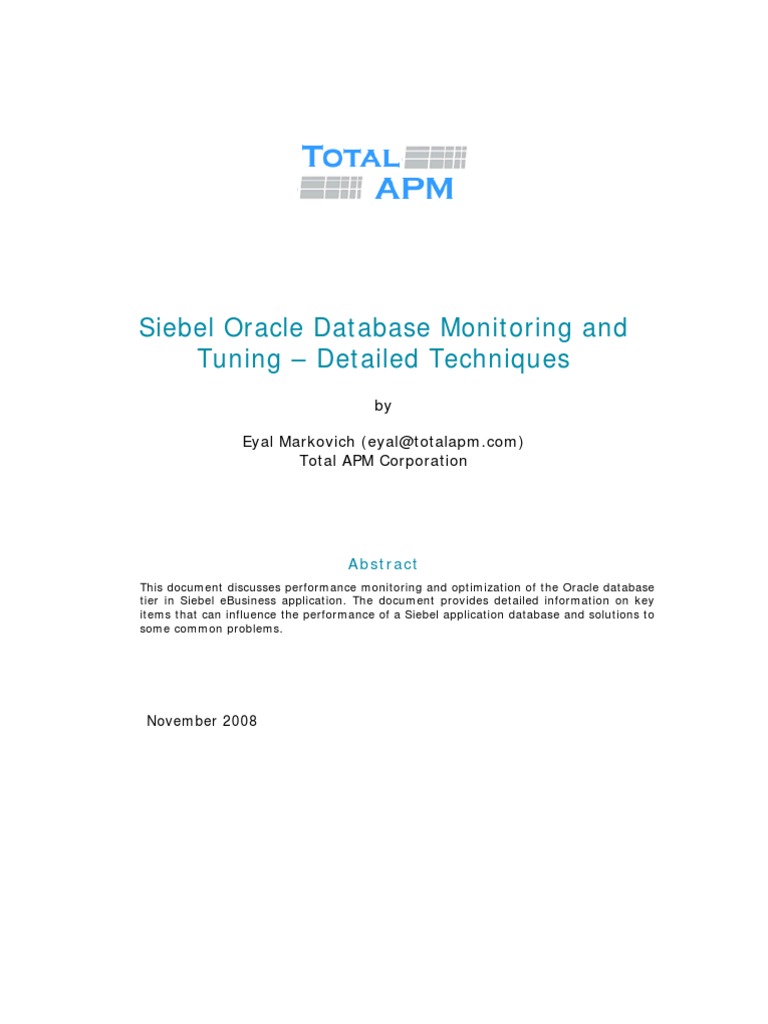 Siebel Oracle Database Monitoring | PDF | Database Index | Oracle Database