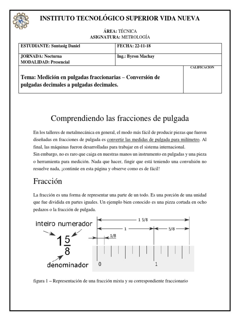 Conversion de Pulgadas-Mediciones en Pulgadas Fraccionarias | PDF