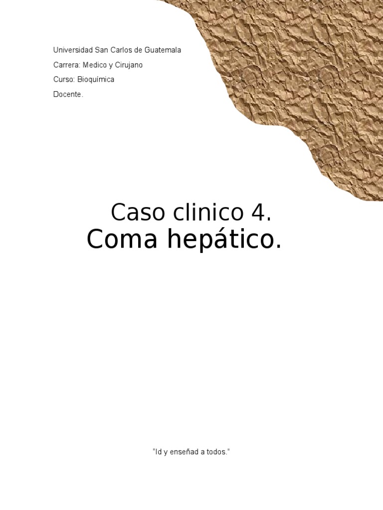 Coma Hepático: Causas y Metabolismo | PDF | Transaminasa | Ácido glutamico