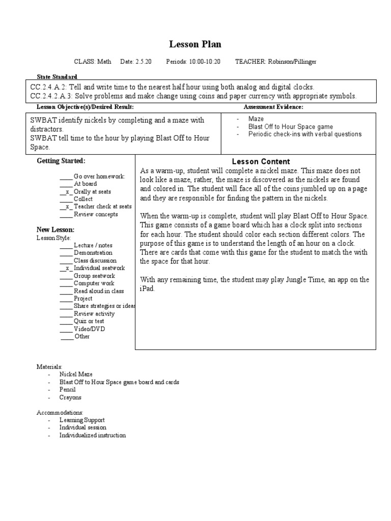 Lesson Plan: State Standard | PDF | Communication | Learning
