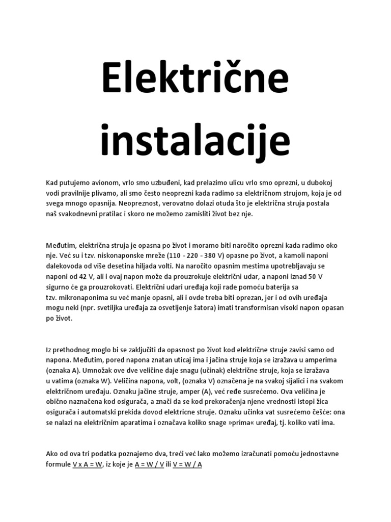 Električne Instalacije | PDF