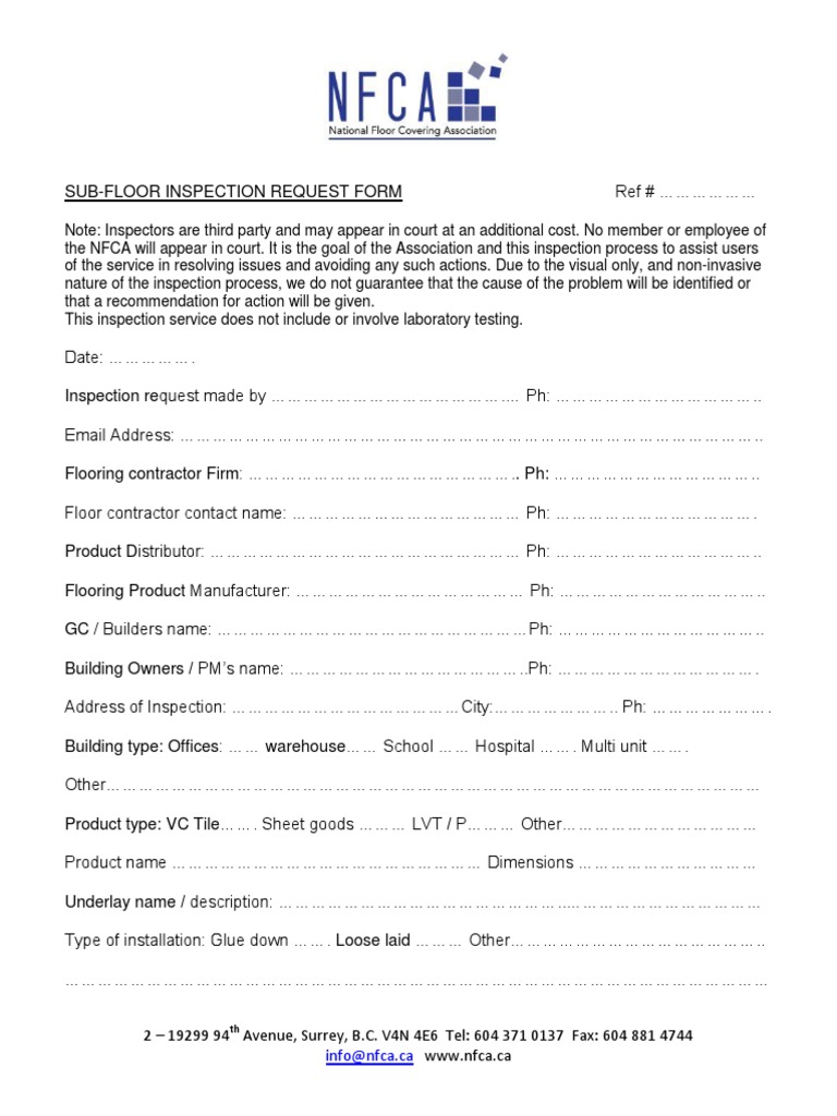 Sub-Floor Inspection Request Form 1 PDF | PDF | Basement | Building ...