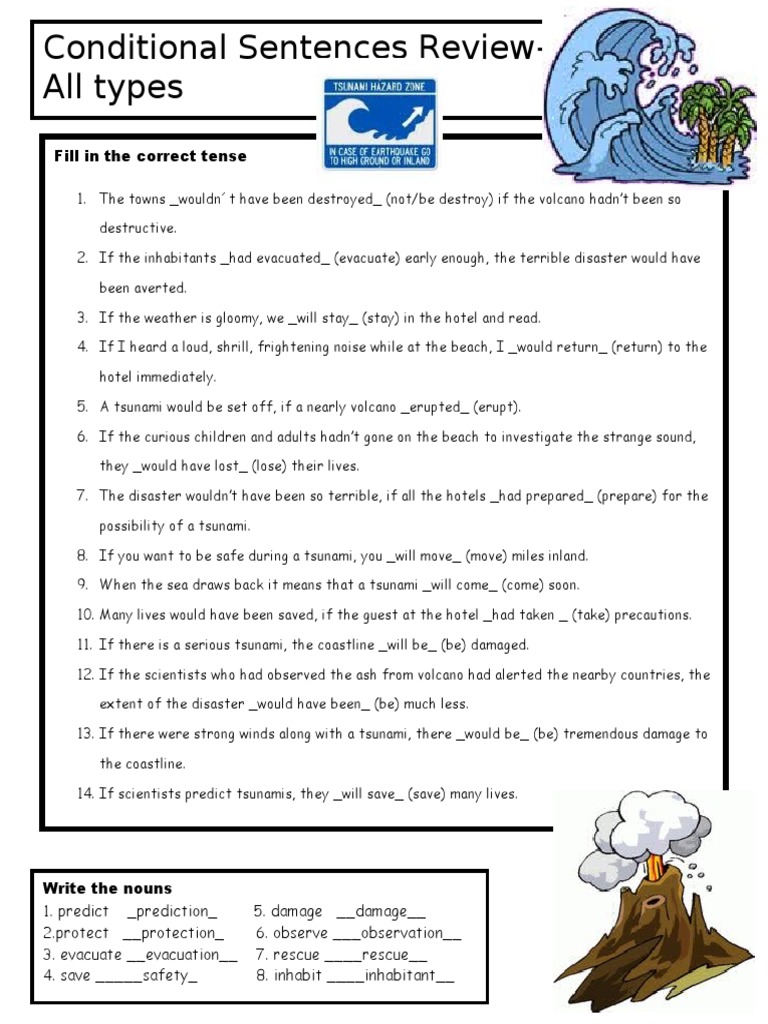 Conditional Sentences Practice Guide | PDF | Tsunami | Tropical Meteorology