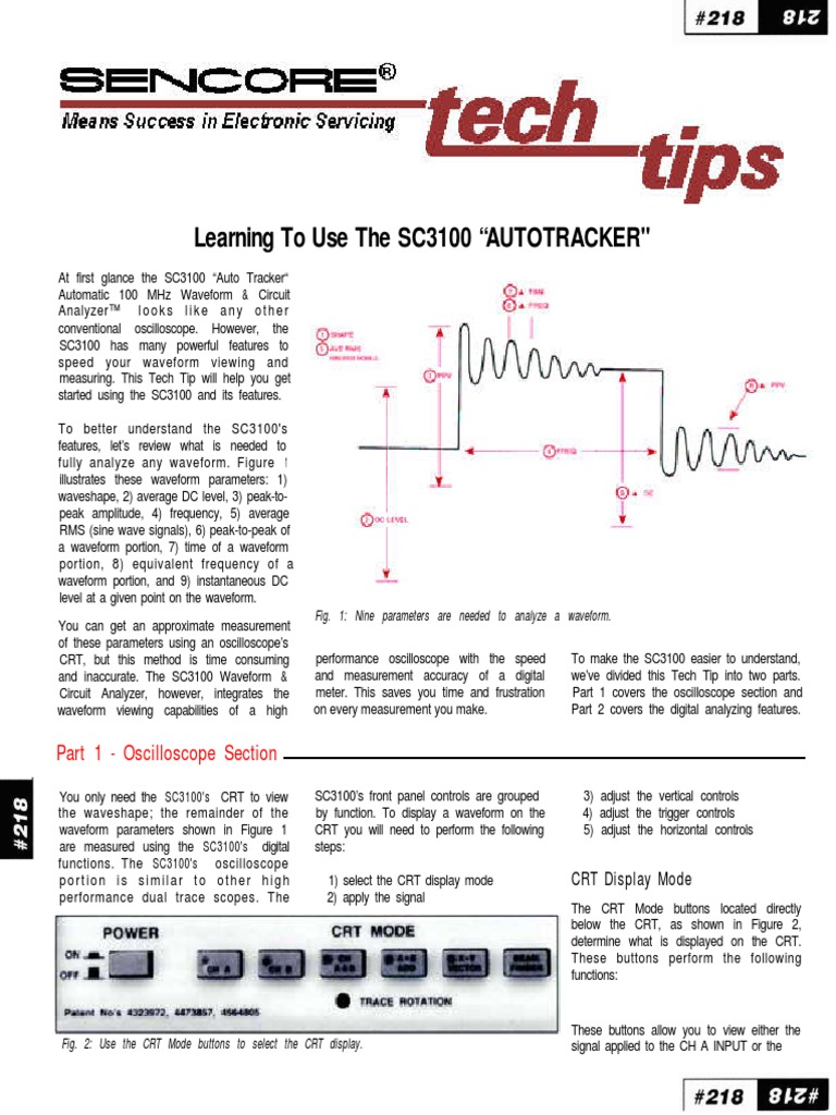 Learning To Use The SC3100 "AUTOTRACKER": Part 1 - Oscilloscope Section ...