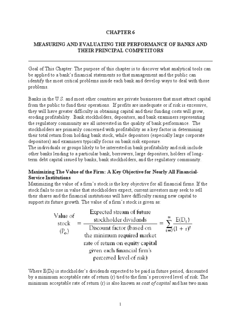 Measuring and Evaluating The Performance of Banks and Their Principal ...