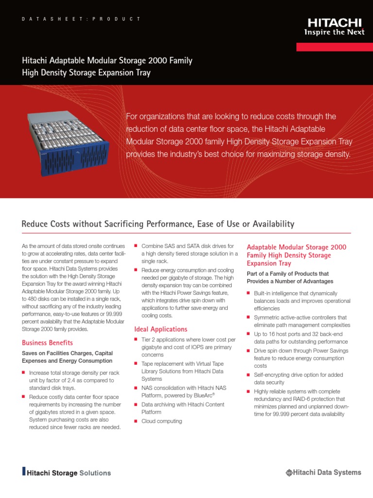 Hitachi Adaptable Modular Storage 2000 Family High Density Storage ...