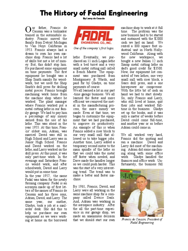 The History of Fadal Engineering | PDF | Numerical Control | Taxes
