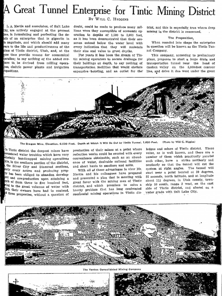 Tintic Drain Tunnel | PDF | Natural Materials | Mining