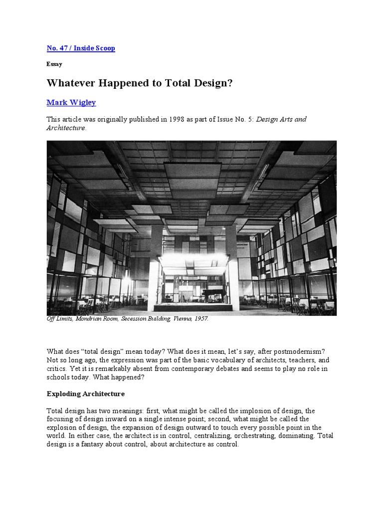 Mark Wigley - Whatever Happened To Total Design | PDF