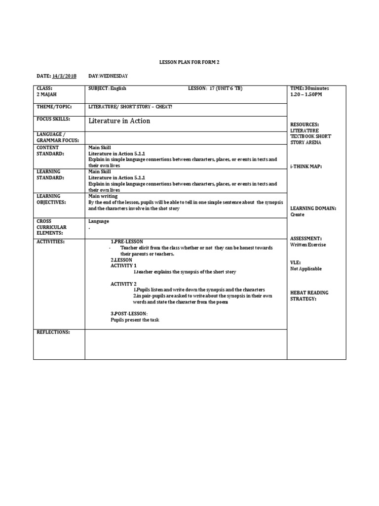 Literature in Action: Pupils Present The Task | PDF | Lesson Plan ...