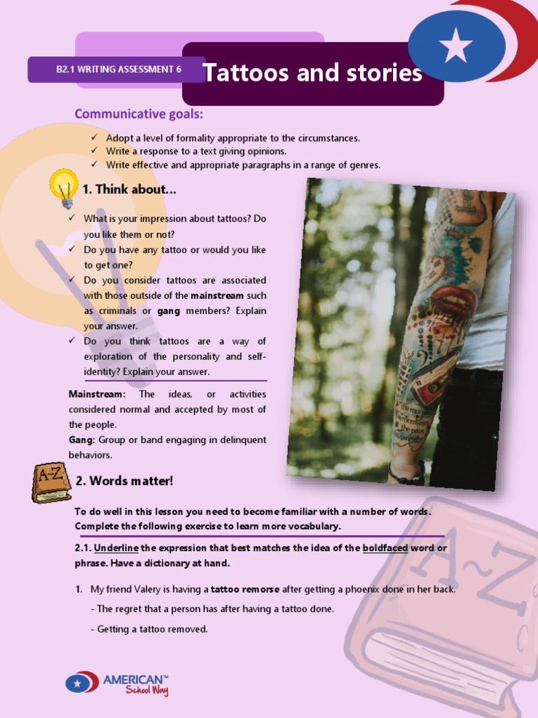 B2.1 Writing Assessment 6 Tattoos and Stories PDF | PDF | Tattoo | Slang