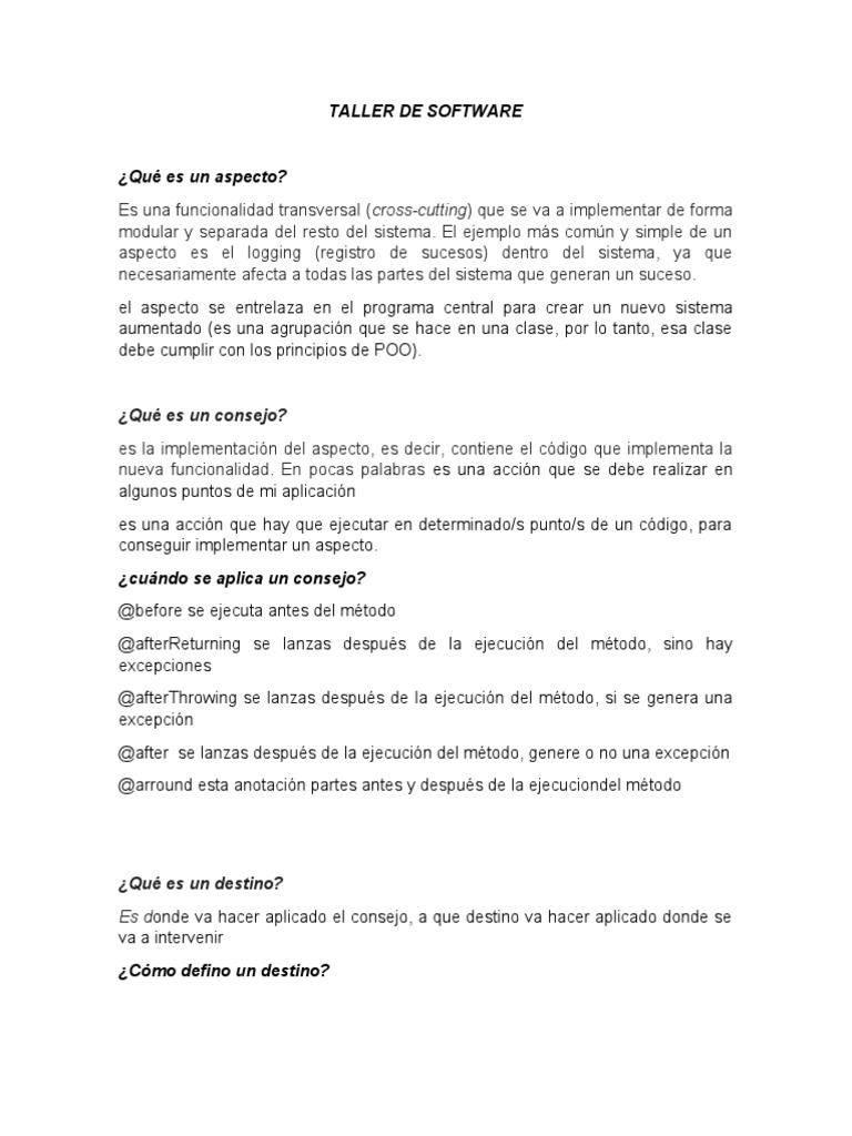 Qué es un aspecto | PDF | Java (lenguaje de programación) | Programa de ...