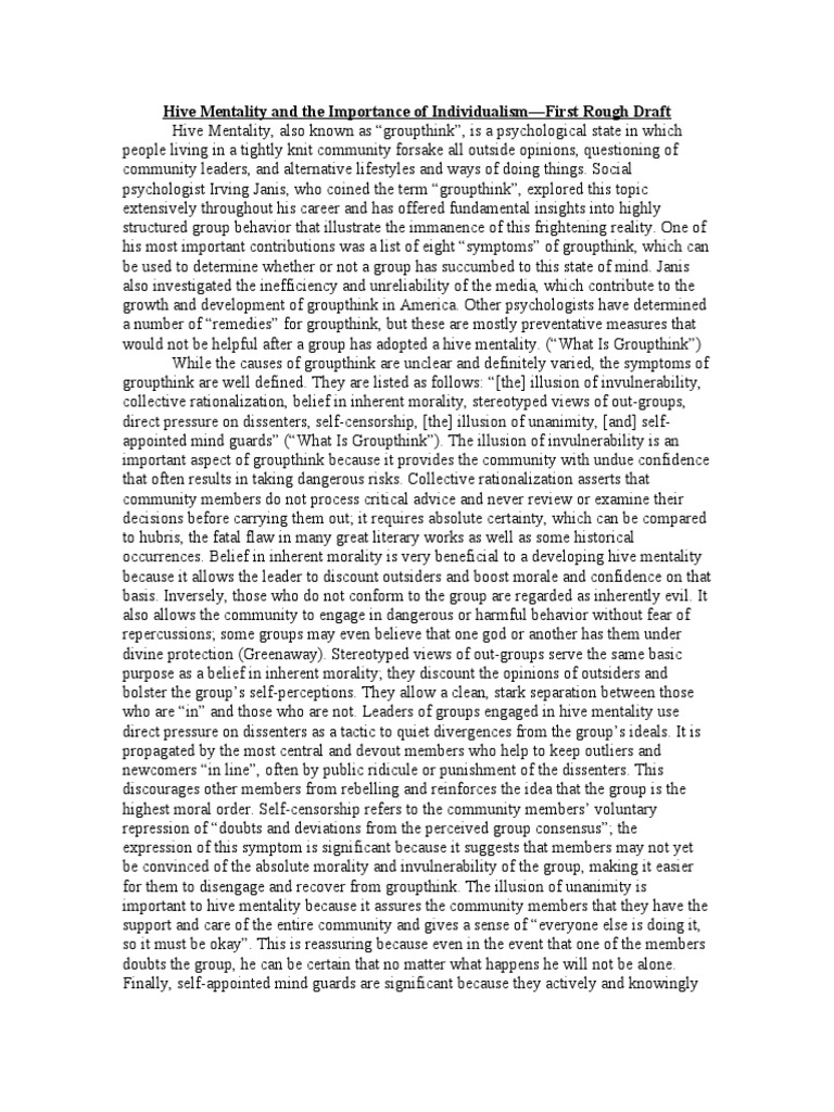 Hive Mentality and The Dangers of Groupthink Rough Draft | PDF | Nazi ...
