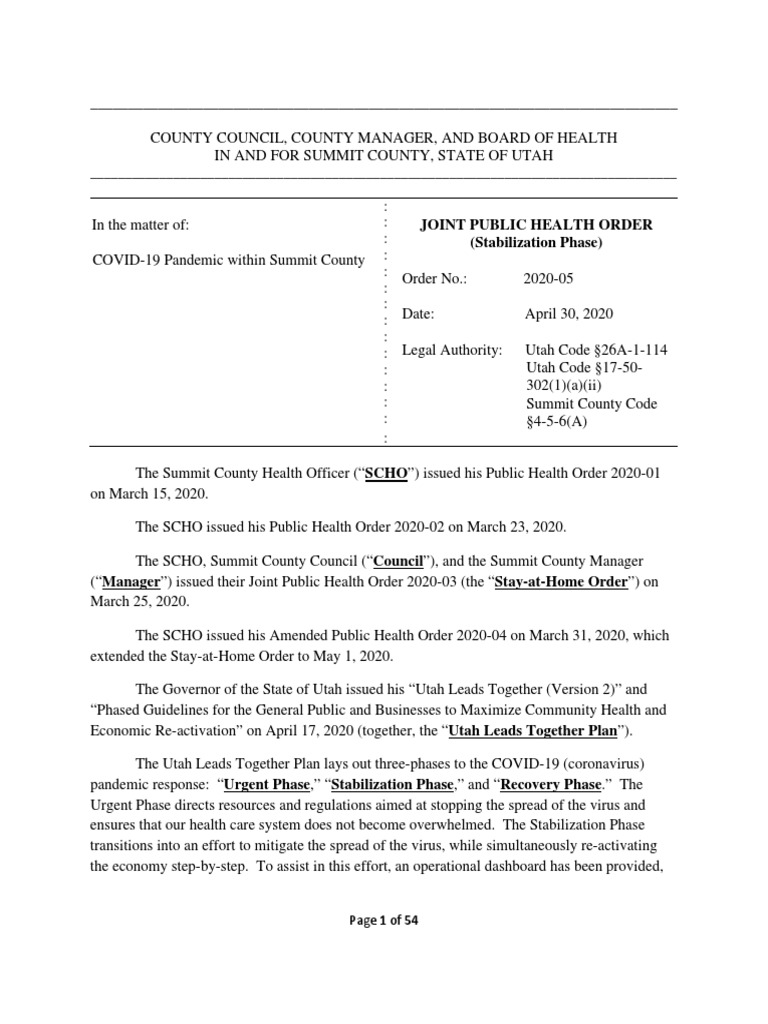 Summit County Joint Public Health Order 2020-05 - Stabilization Phase ...