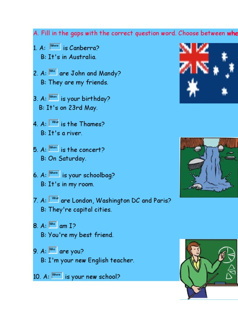 WH Questions with Verb "To Be" Exercises | PDF