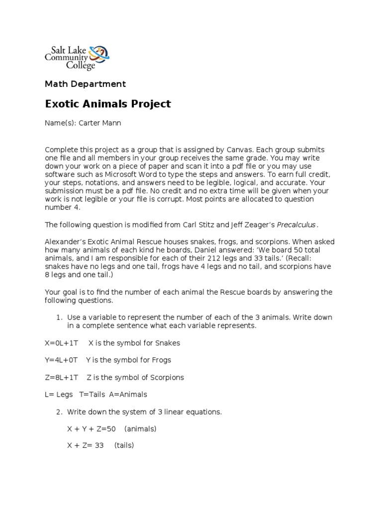 Exotic Animal Project | PDF