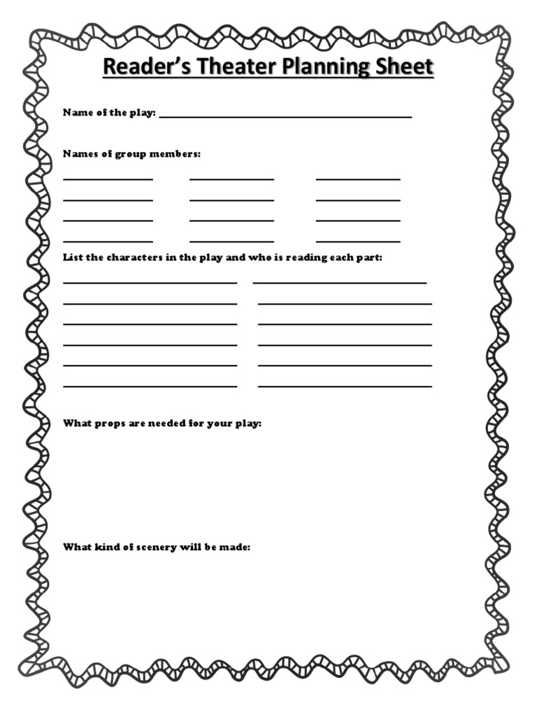 Reader's Theater Planning Sheet | PDF | Career & Growth | Games ...